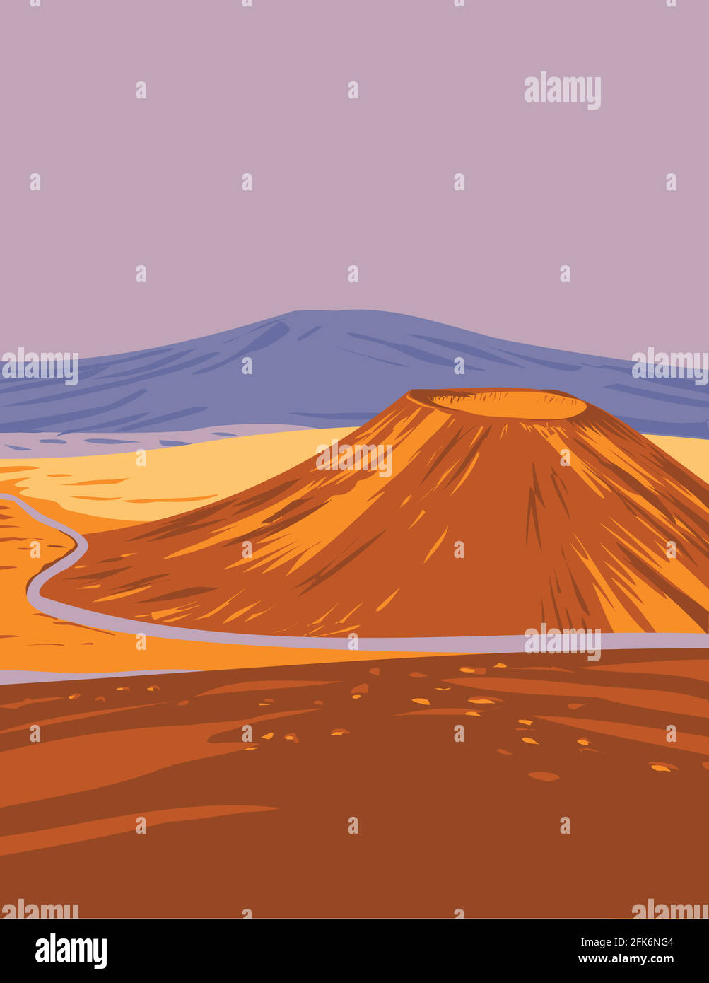 WPA Poster Art of the Mauna Kea in Hawaii Volcanoes National Park, one ...