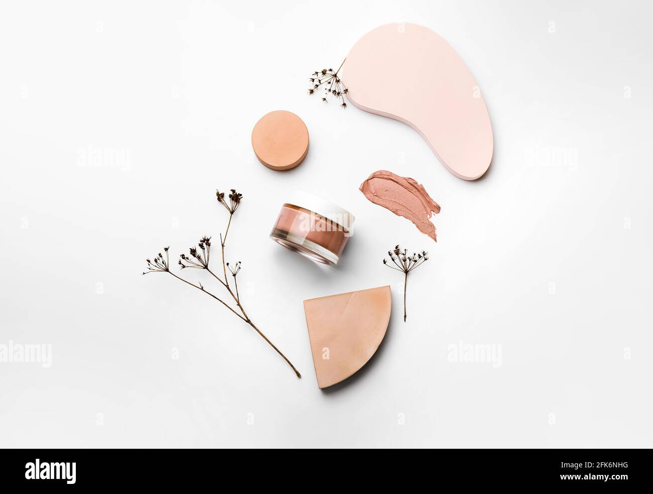 Composition with jar of cosmetic clay on white background Stock Photo ...