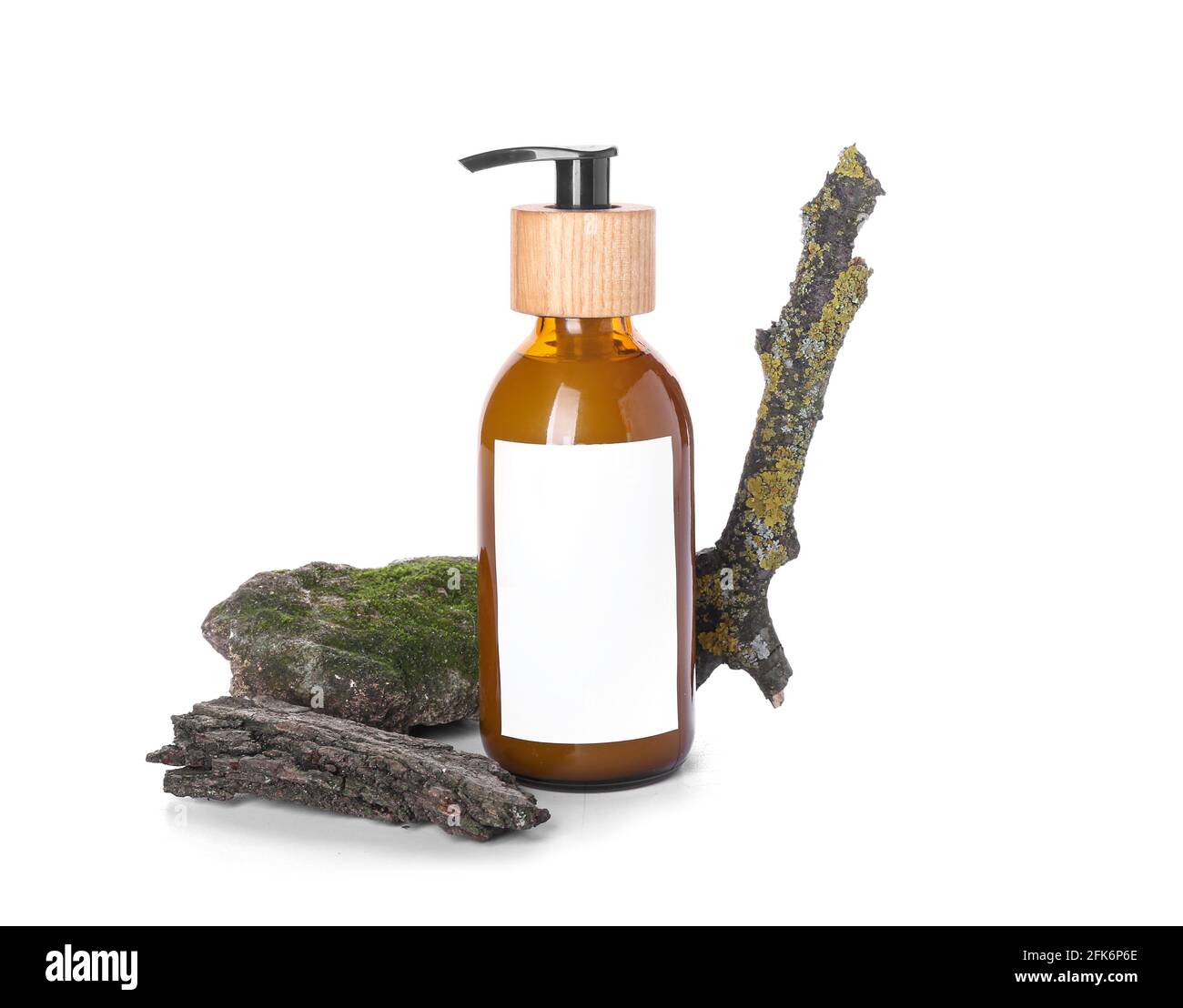 Composition with bottle of natural shampoo on white background Stock ...