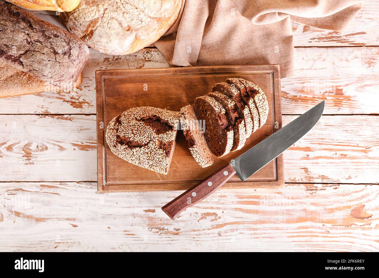 Cut bread seeds pieces knife hi-res stock photography and images - Alamy