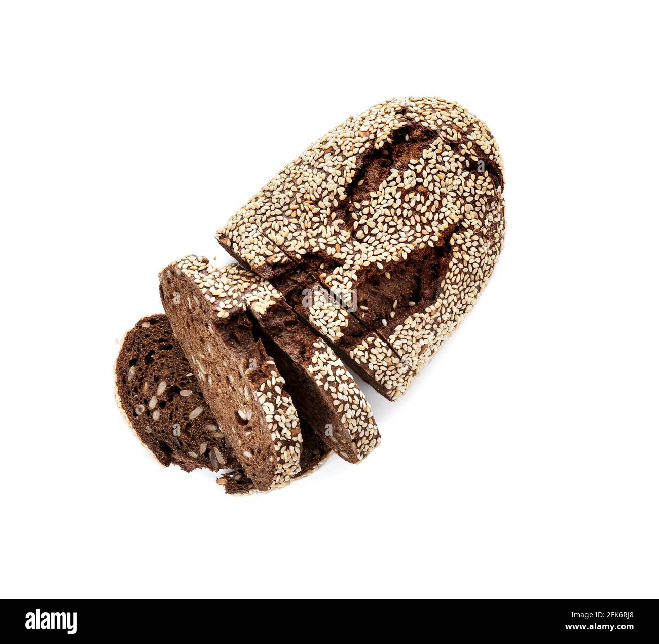 Fresh cut bread on white background Stock Photo - Alamy