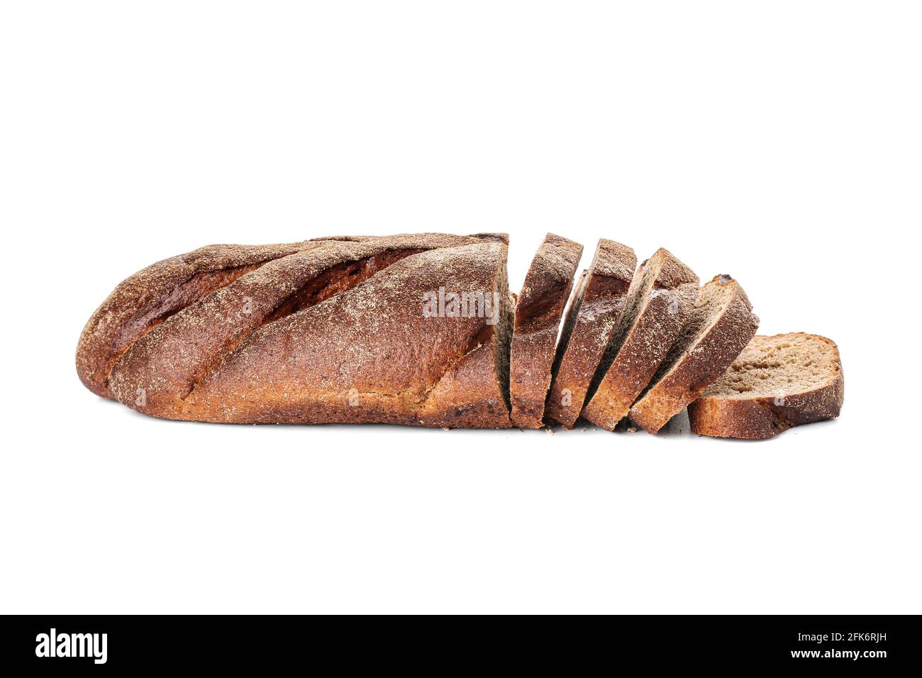 Fresh cut bread on white background Stock Photo - Alamy