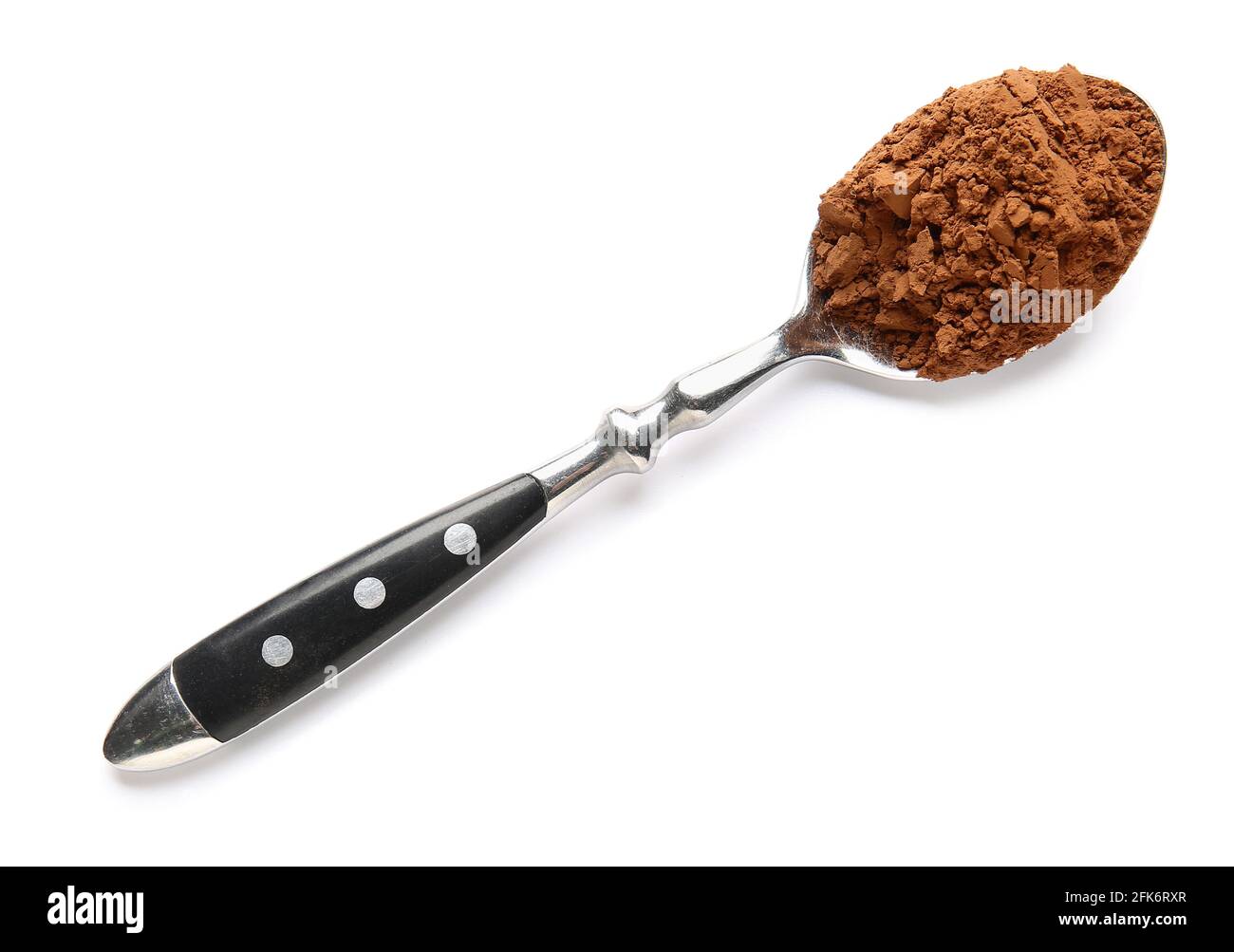 Spoon with cocoa powder on white background Stock Photo - Alamy