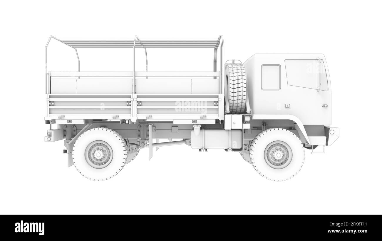 3D rendering of an army truck millitary vehicle logistics lorry ...