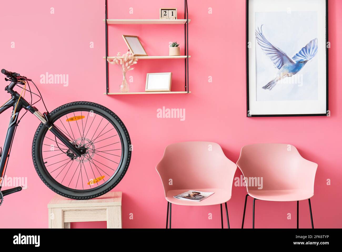 Bicycle in interior of stylish room Stock Photo - Alamy