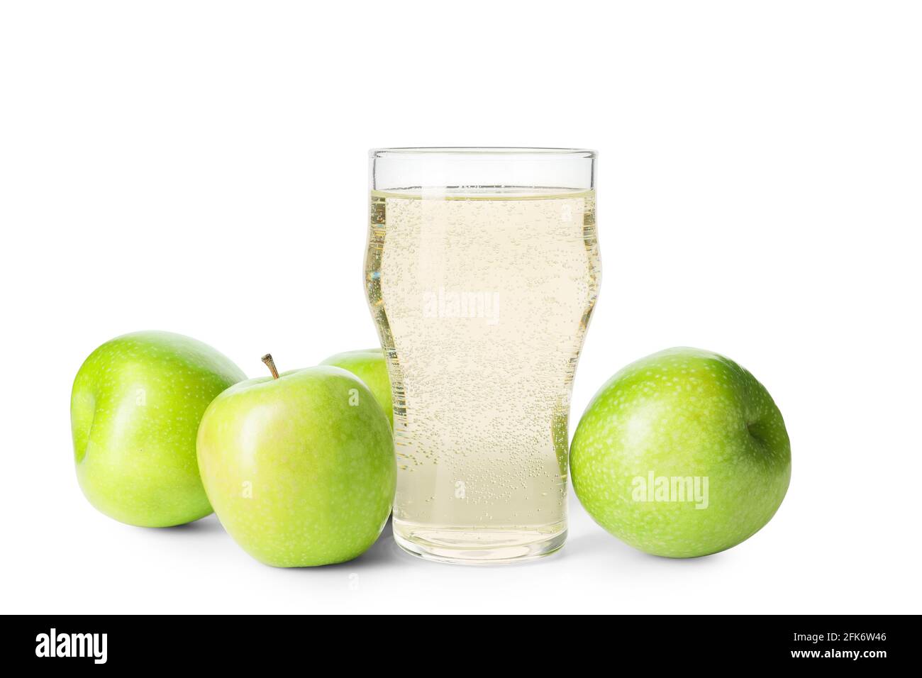 Glass of apple cider on white background Stock Photo - Alamy