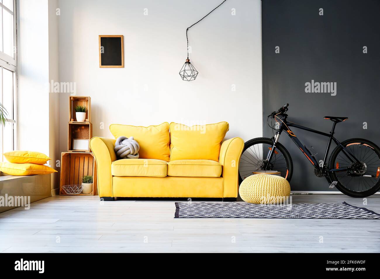 Stylish interior bicycle yellow hi-res stock photography and images - Alamy