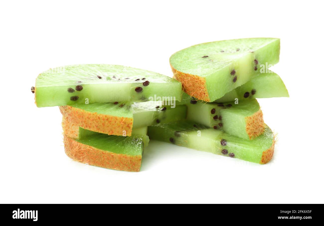 Slices of ripe kiwi on white background Stock Photo - Alamy