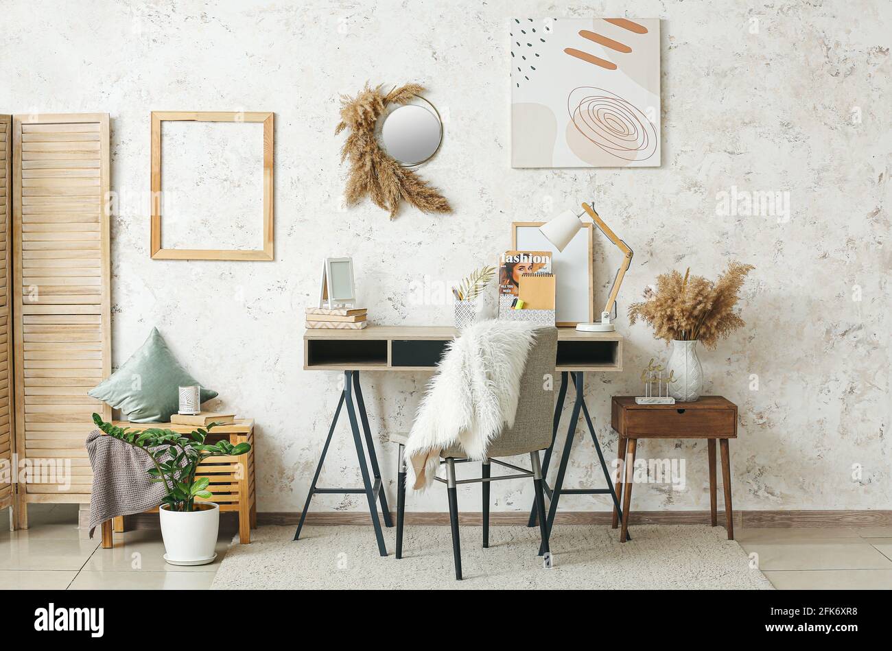 Interior of modern room with comfortable workplace Stock Photo - Alamy