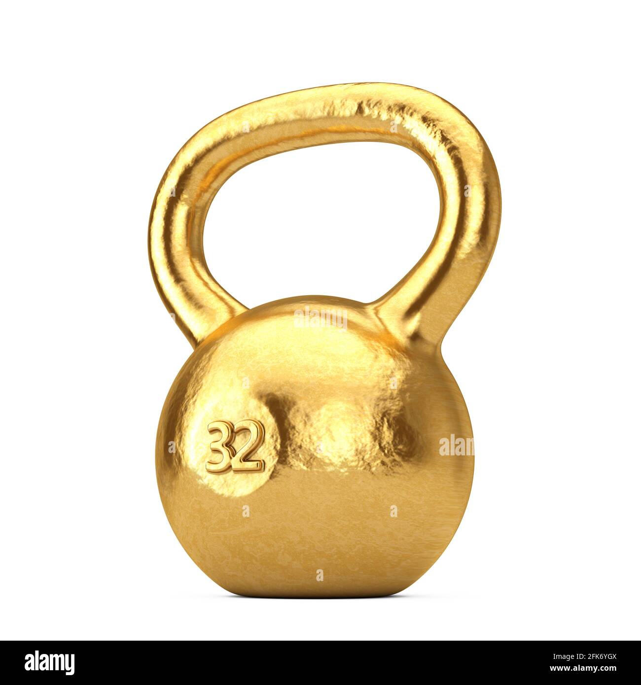 Fitness Concept. Golden Dumbbell Weight on a white background. 3d ...