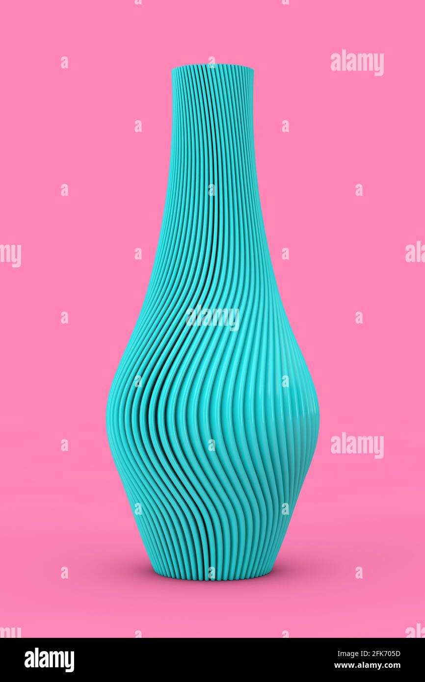 Abstract Modern Blue Wave Shape Wase in Duotone Style on a pink ...