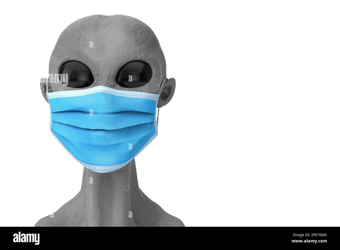Portrait of a Gray Alien in Medical Protectivу Mask for Prevension of ...