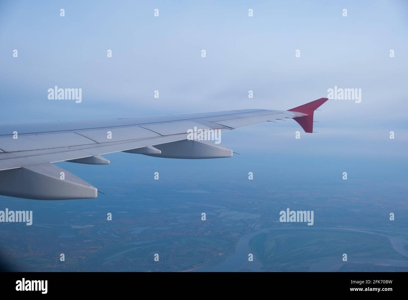 airplane flying view from inside window aircraft of Traveling Stock ...