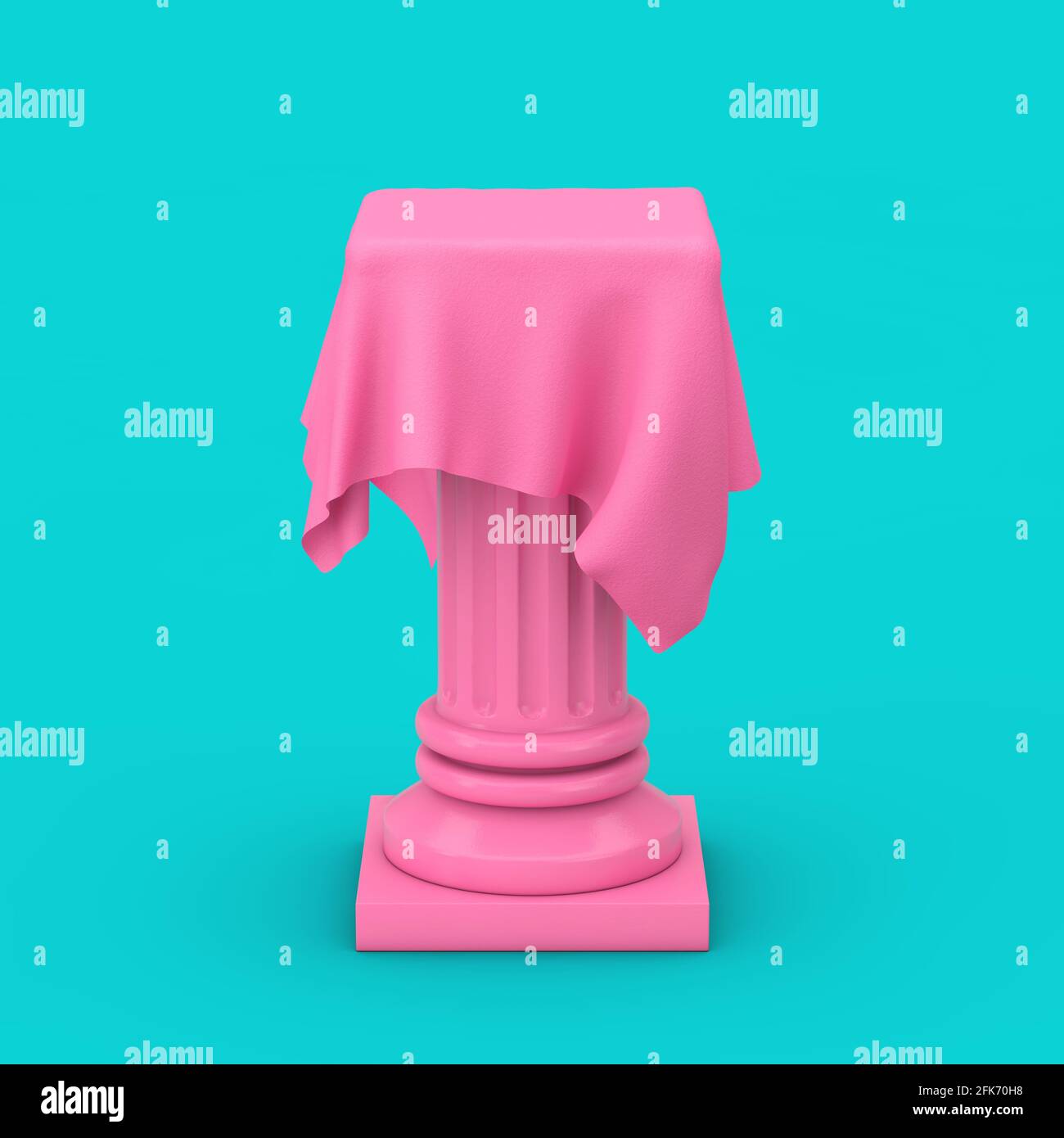 Pink Presentation Column Pedestal with Silk Cloth in Duotone Style on a ...