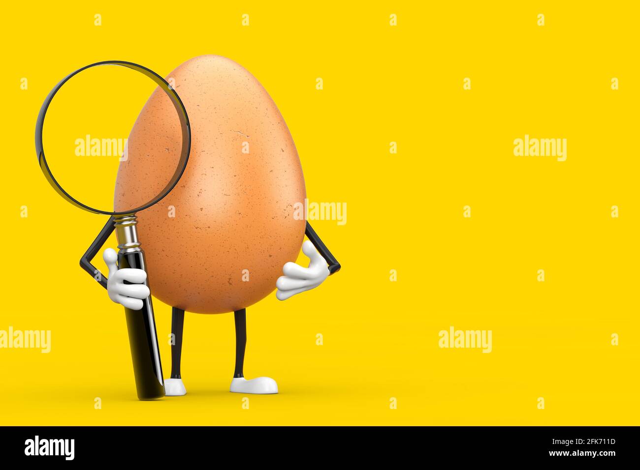Brown Chicken Egg Person Character Mascot with Magnifying Glass on a ...