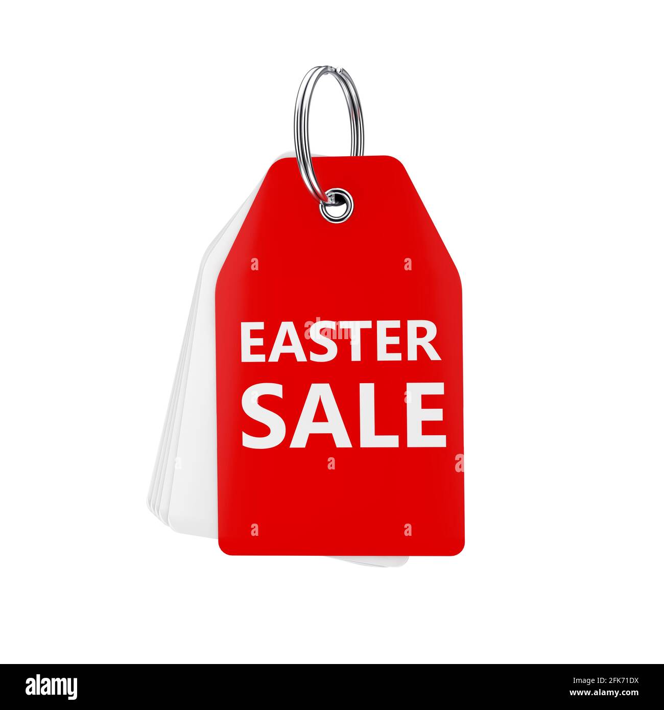 Stack of White Blank Tags with One Red and Easter Sale Sign on a Key ...