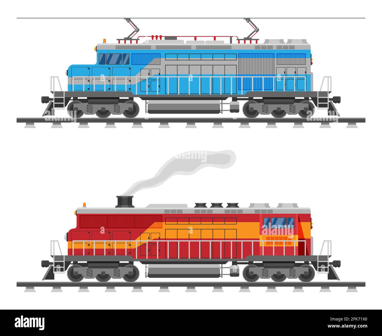 Diesel or electric locomotive isolated on white Stock Vector Image ...