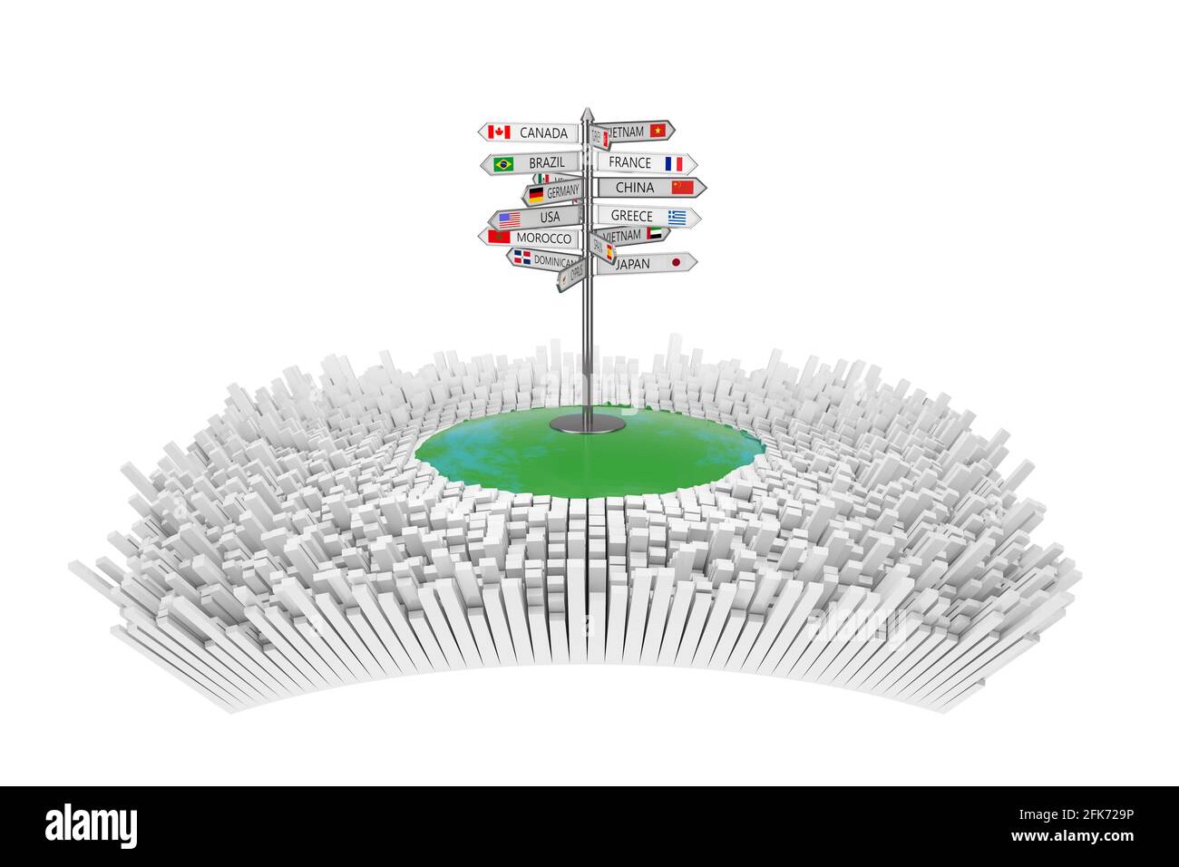 Travel Concept. Travel Signpost with Various Countries Names and Flags ...