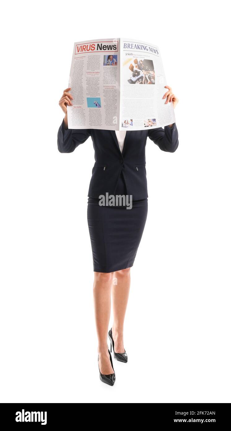 Young woman covering face newspaper hi-res stock photography and images ...