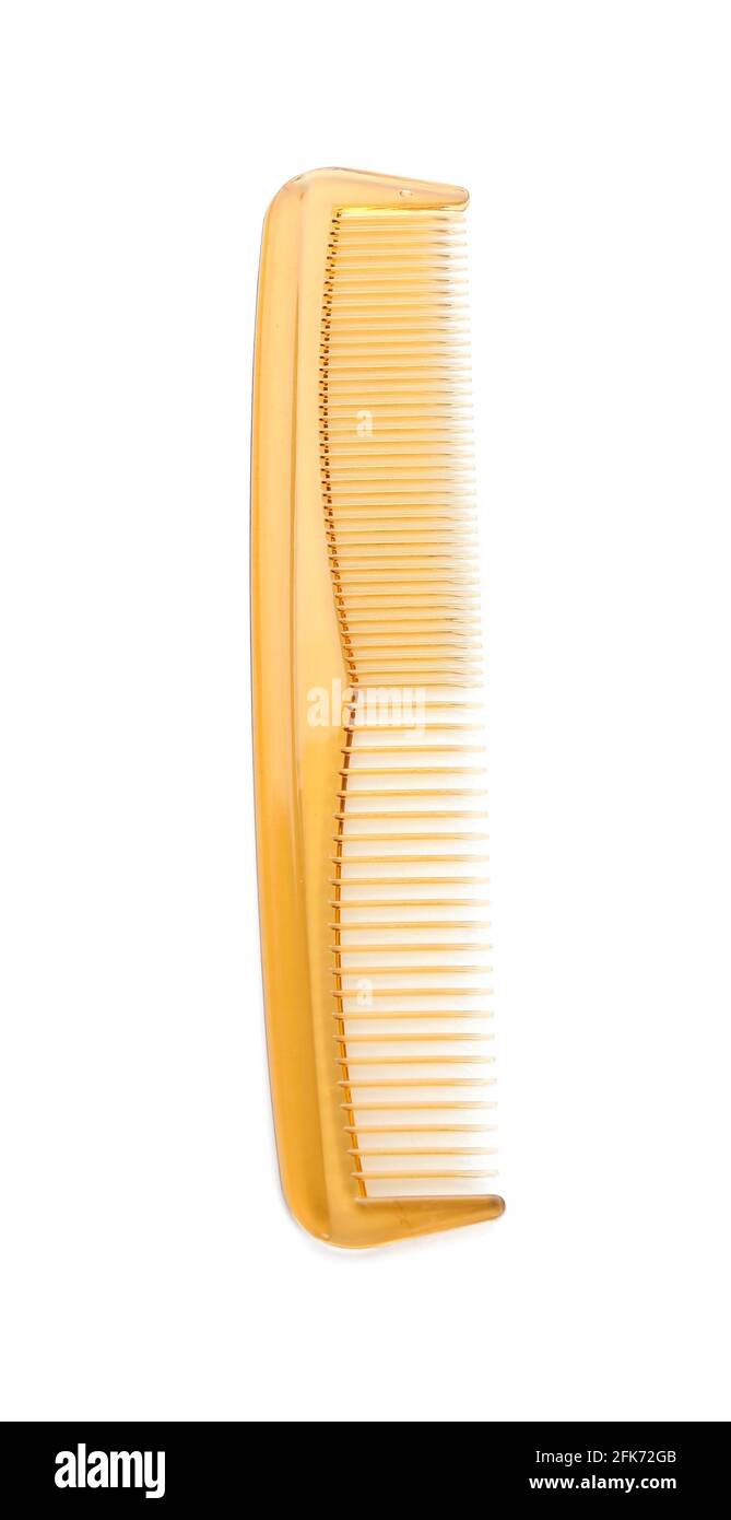 Plastic hair comb on white background Stock Photo - Alamy