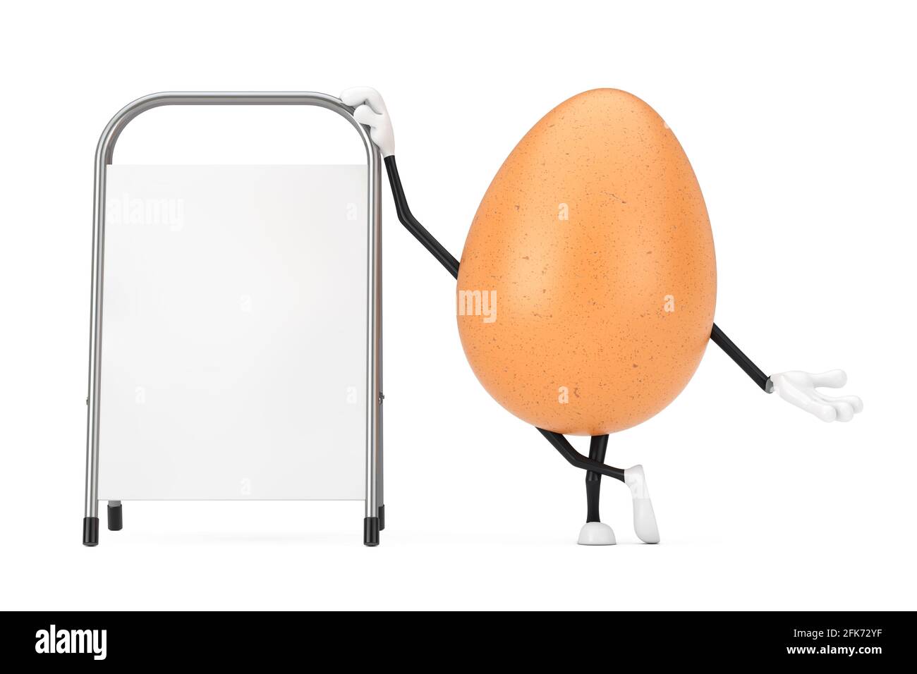 Brown Chicken Egg Person Character Mascot with White Blank Advertising ...