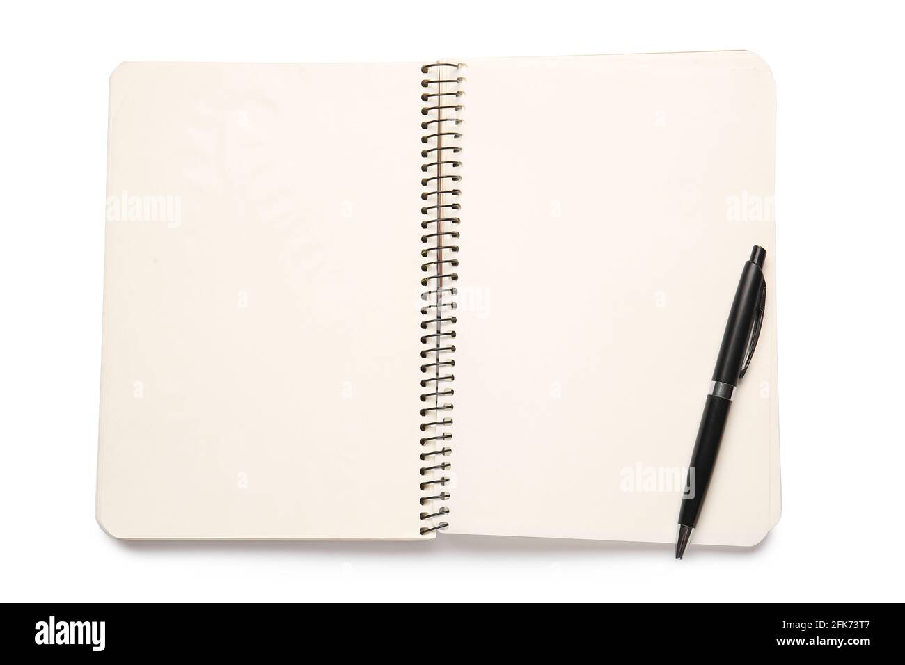 Blank notebook and pen on white background Stock Photo - Alamy