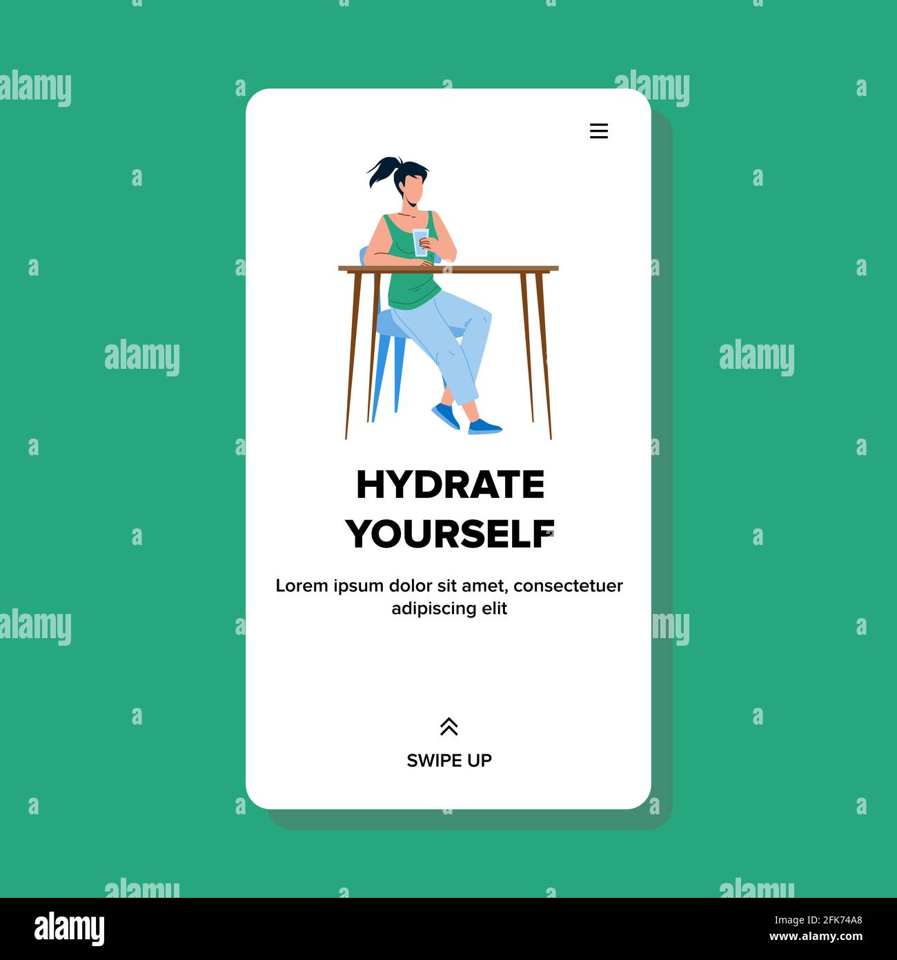 Hydrate Yourself And Drink Healthy Water Vector Stock Vector Image ...