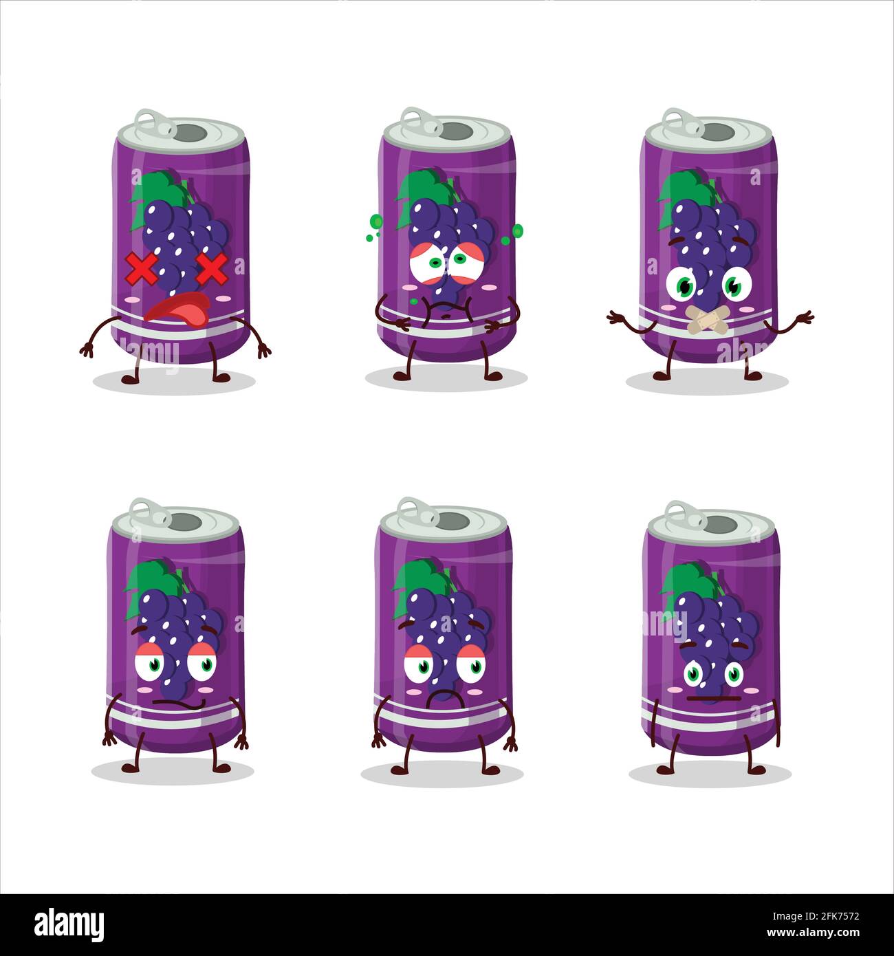 Grapes soda can cartoon character with nope expression. Vector ...