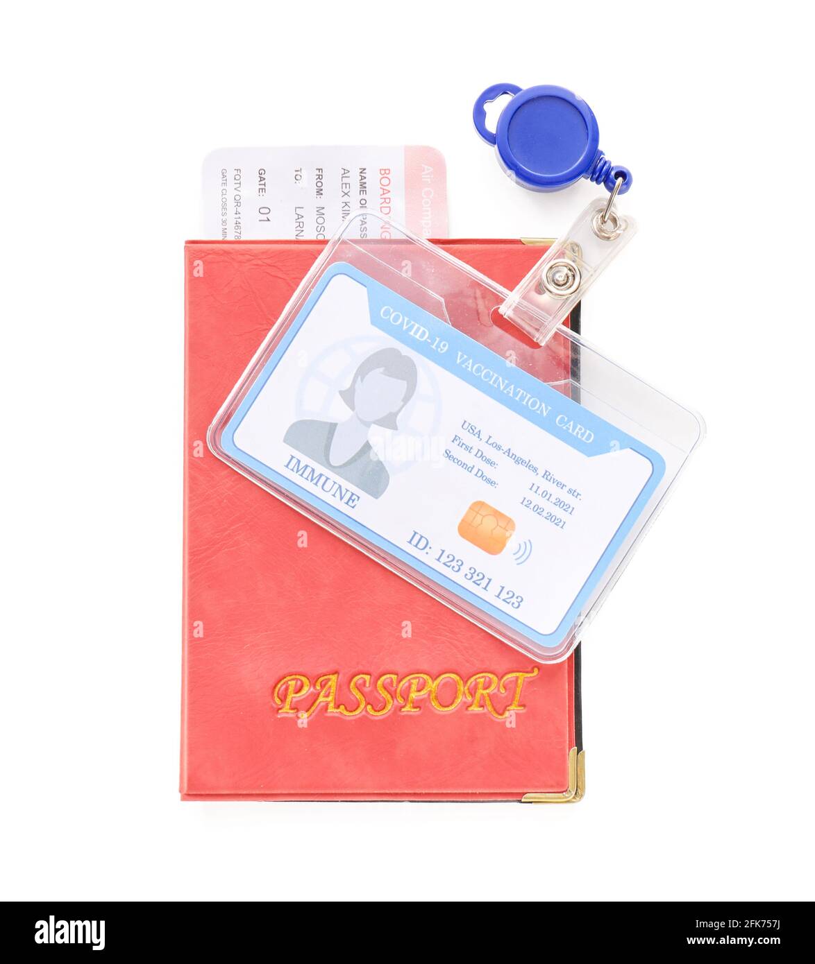 Passport and immune card on white background Stock Photo - Alamy