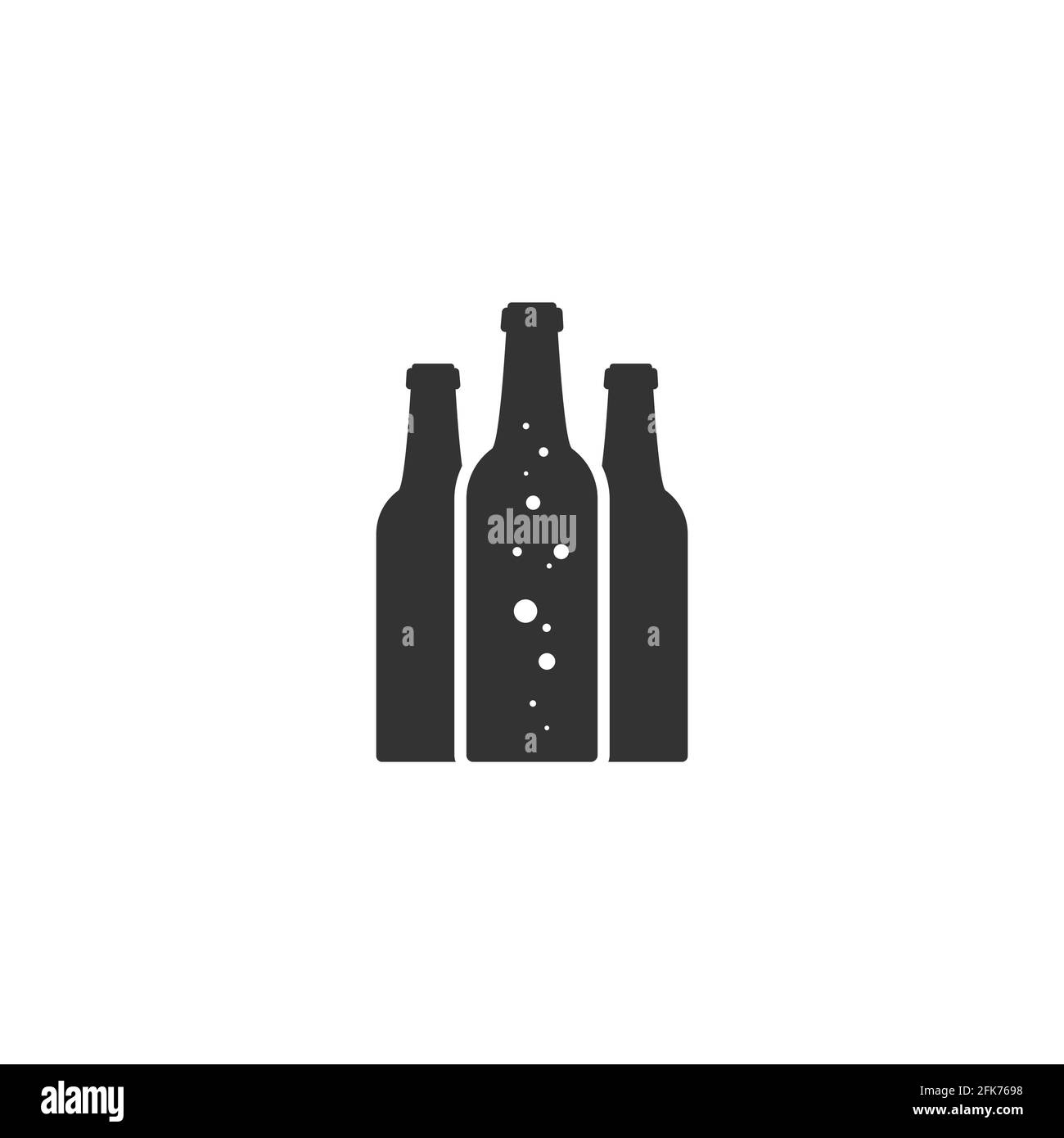 beer or ale bottle with bubbles. Bar, pub, brew symbol. Alcohol, drinks ...