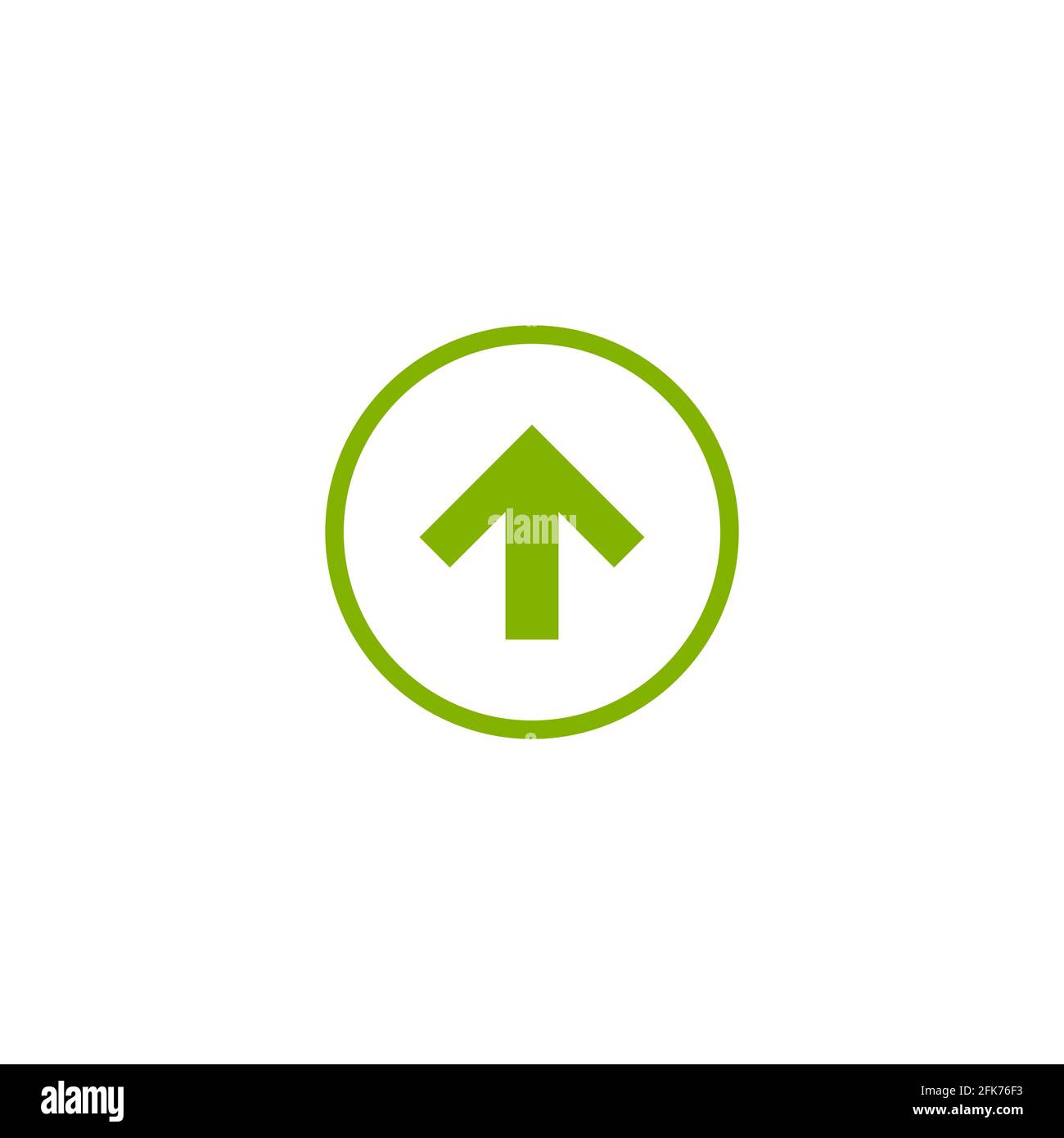 green sharp arrow up. icon isolated on white. Upload icon. Upgrade sign ...