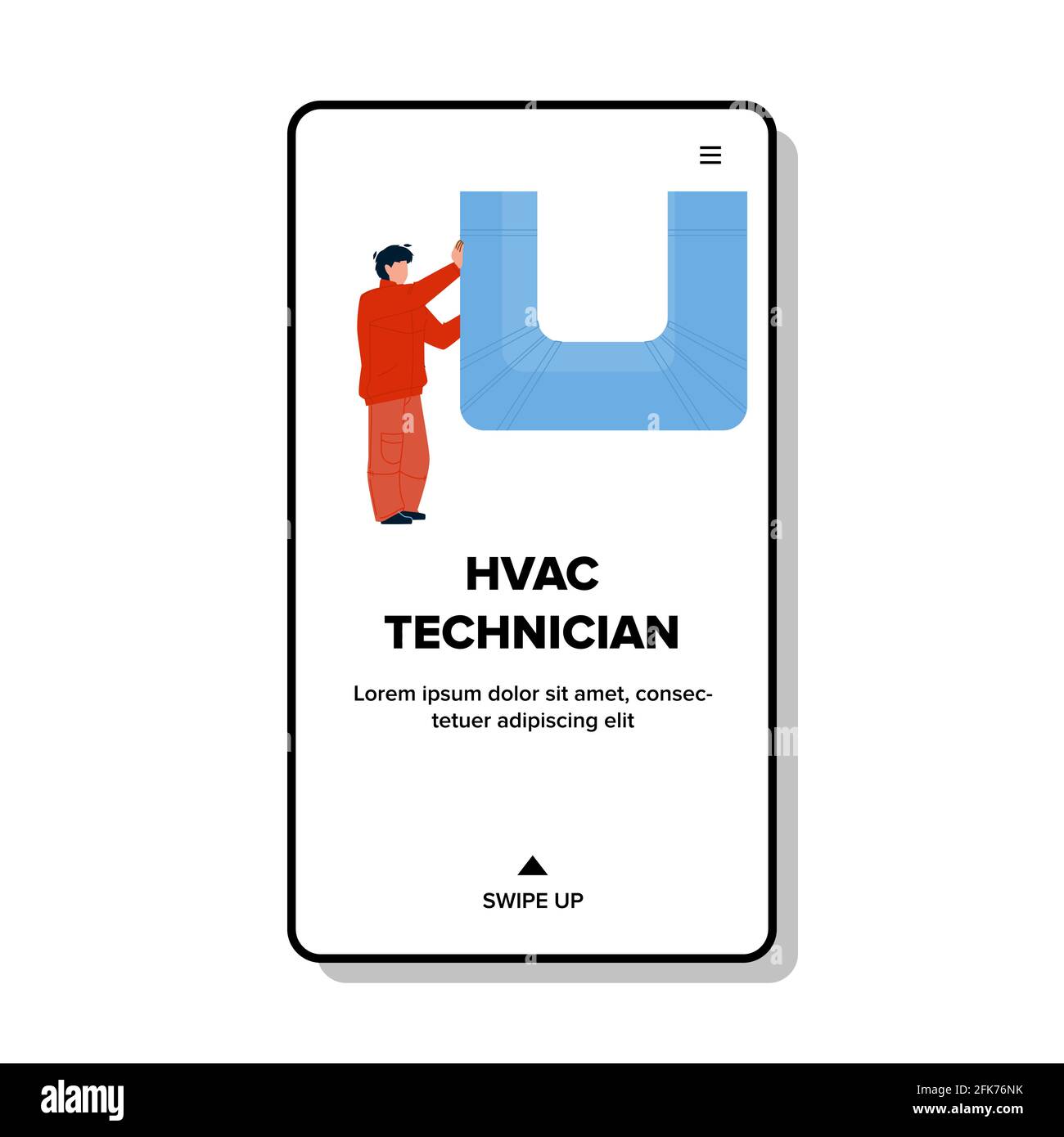 Hvac Technician Man Repair Or Installing Vector Stock Vector Image ...