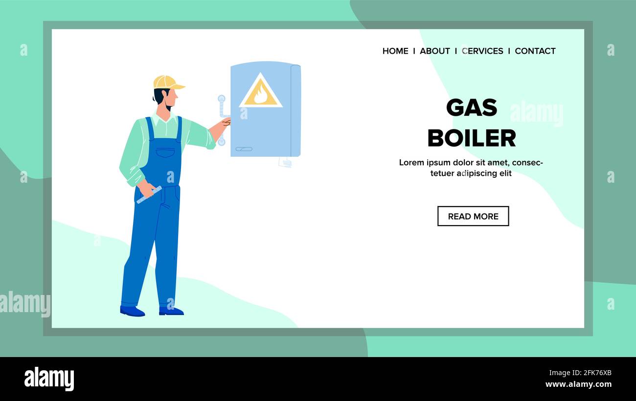 Gas Boiler Equipment Checking Repairman Vector Stock Vector Image & Art ...