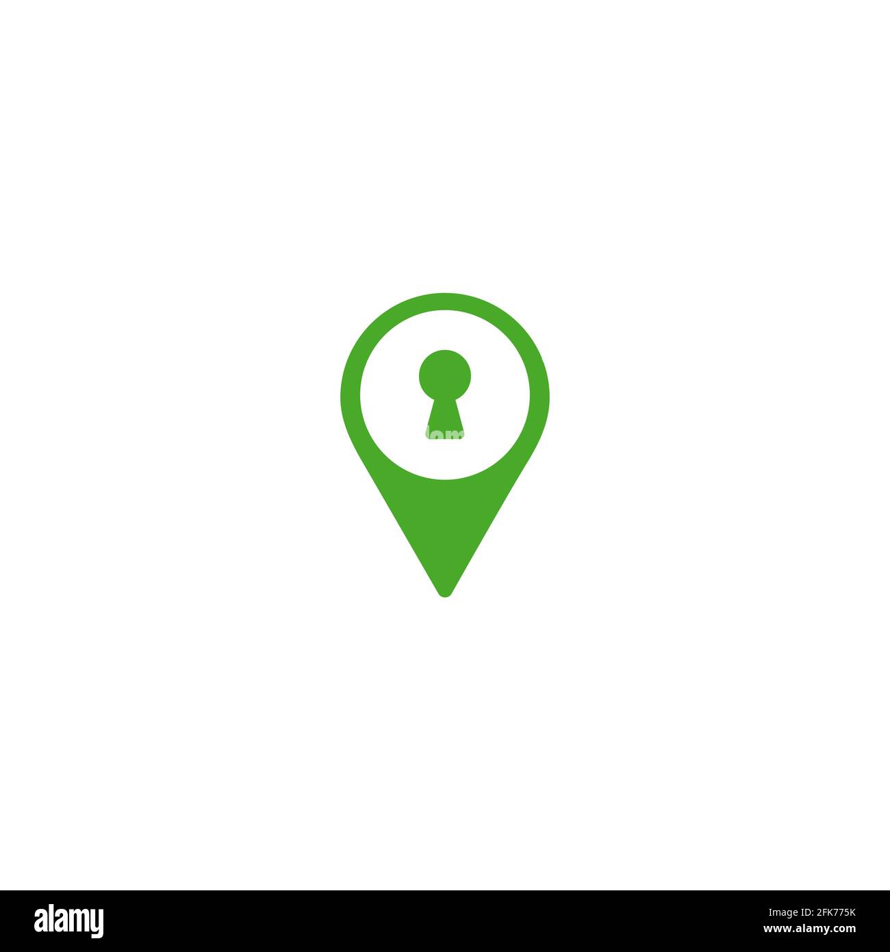 Keyhole And Location Icon Gps Pointer Map Pin Navigation Marker And Key Vector Green Simple