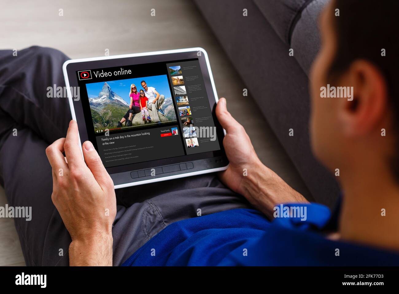 Watching youtube video on laptop hi-res stock photography and images ...