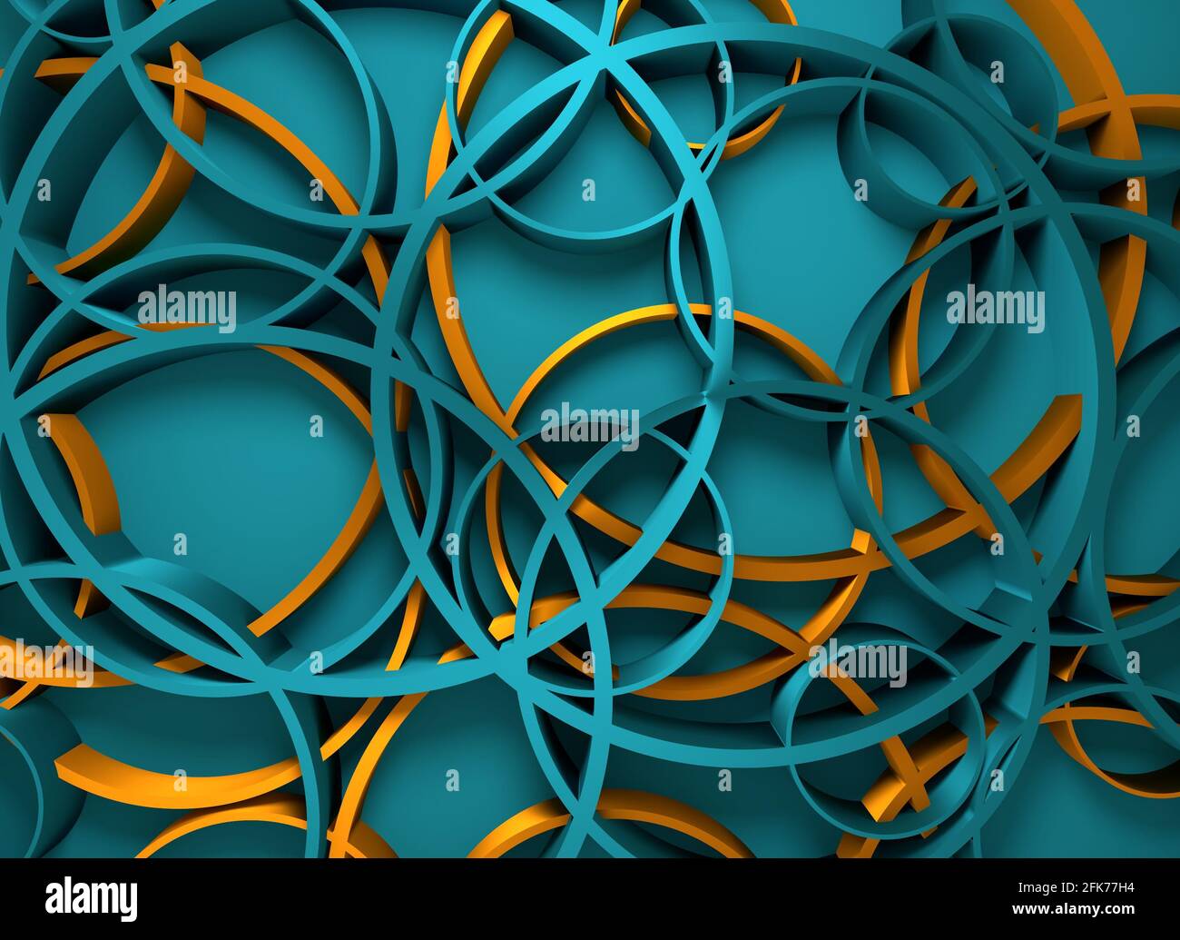 Abstract geometry. Circle shapes chaotic pattern. 3D rendering Stock ...