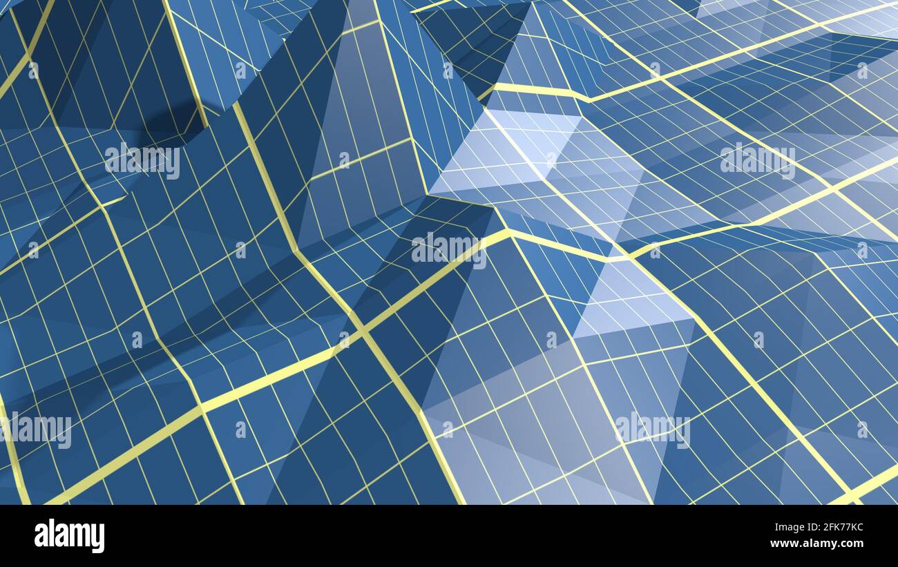Blue print low poly shapes abstract background. Crumpled empty plan ...
