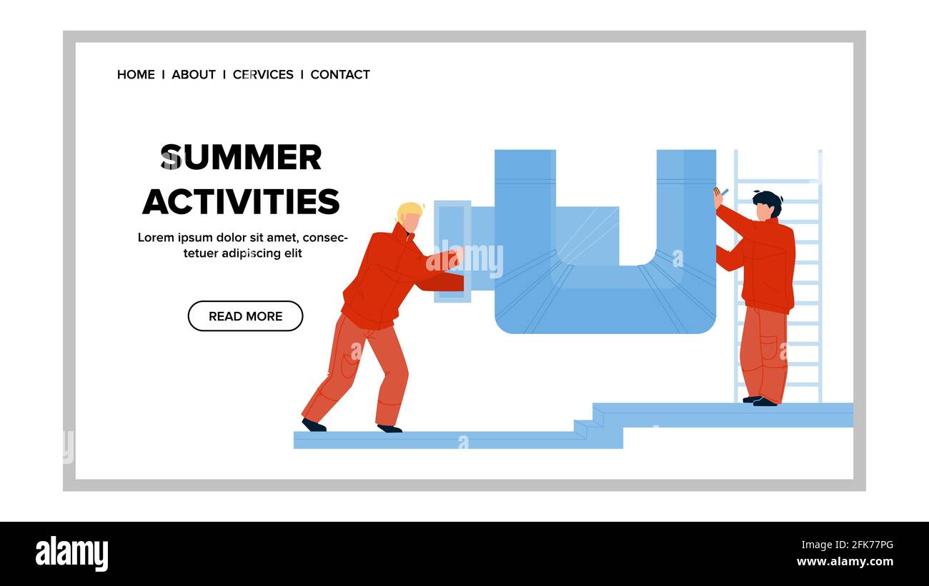 Summer activities have boys on playground vector teenagers playing ...