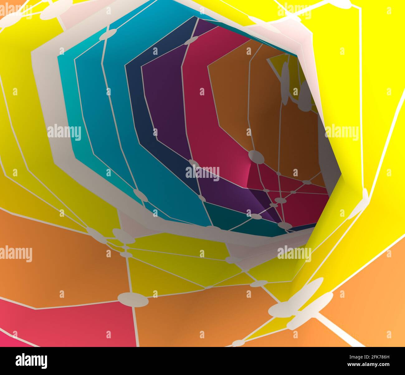 Abstract futuristic 3D speed tunnel warp. Mosaic texture. 3D rendering ...