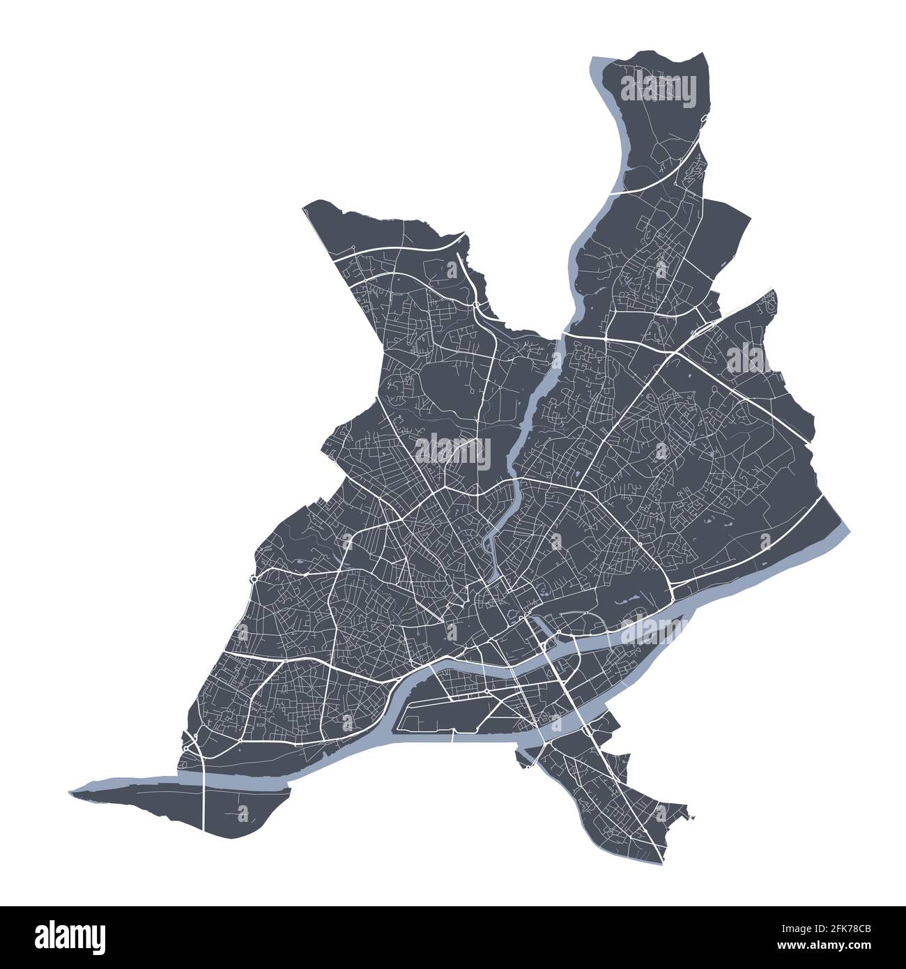 Nantes map. Detailed vector map of Nantes city administrative area ...