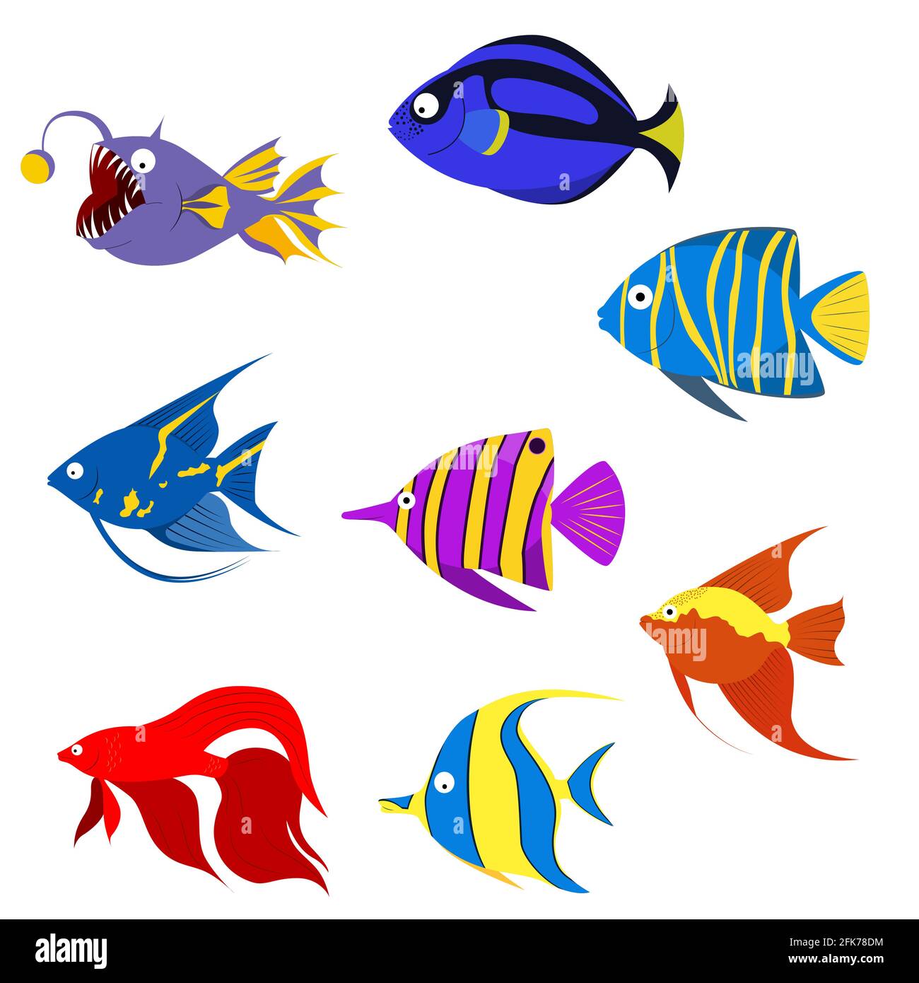 a set of sea fish. Vector isolated on white background Stock Vector ...