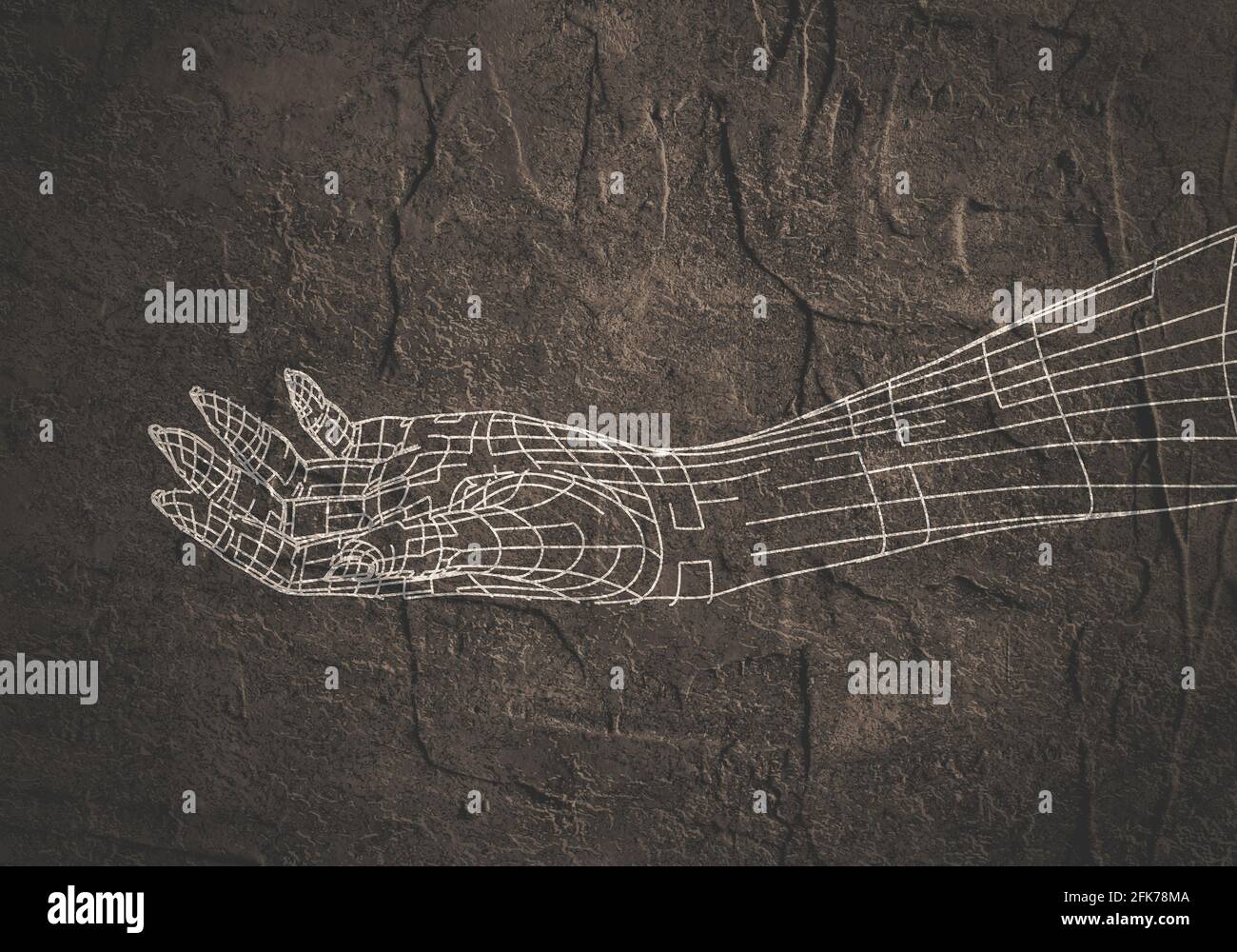 Polygonal hand. Wire frame style. Isolated part of the human body Stock ...