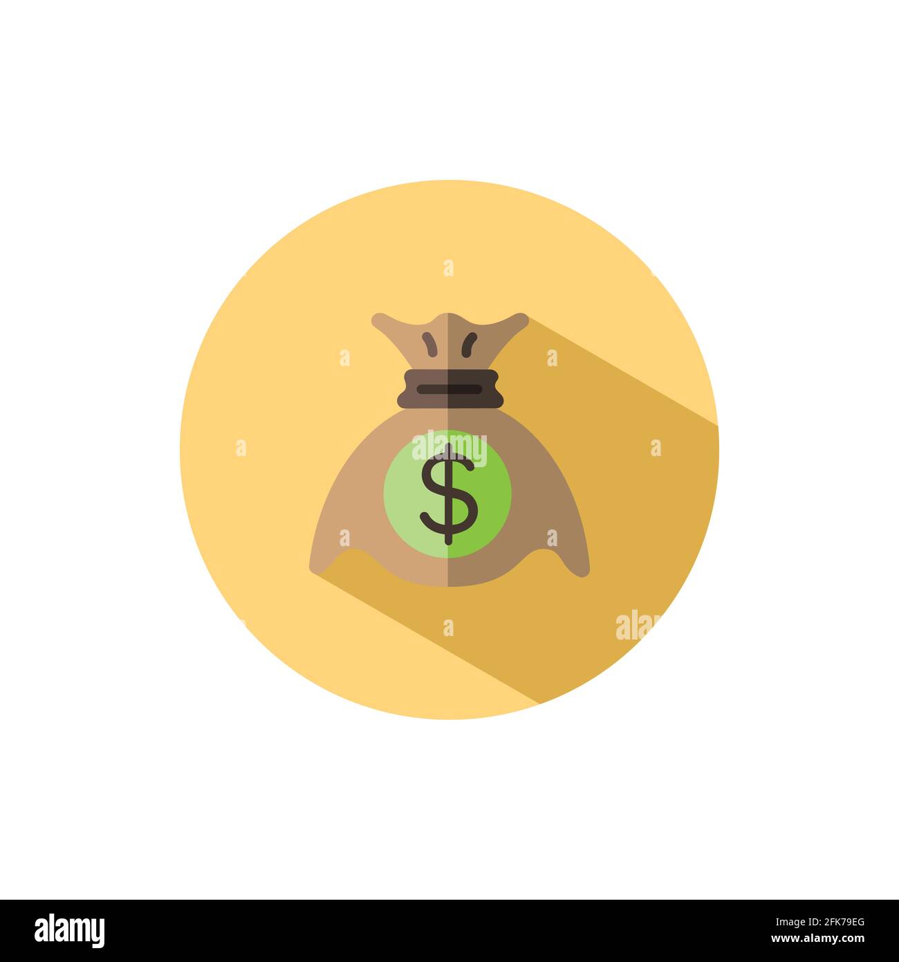 Money bag. Sack with dollar symbol. Flat color icon in a circle ...