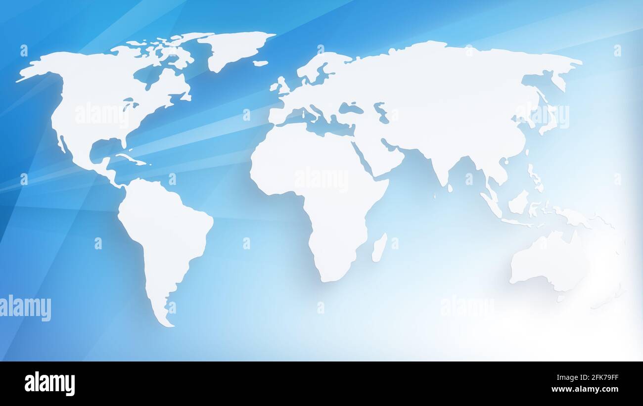 White world map floating over abstract modern blue background with ...