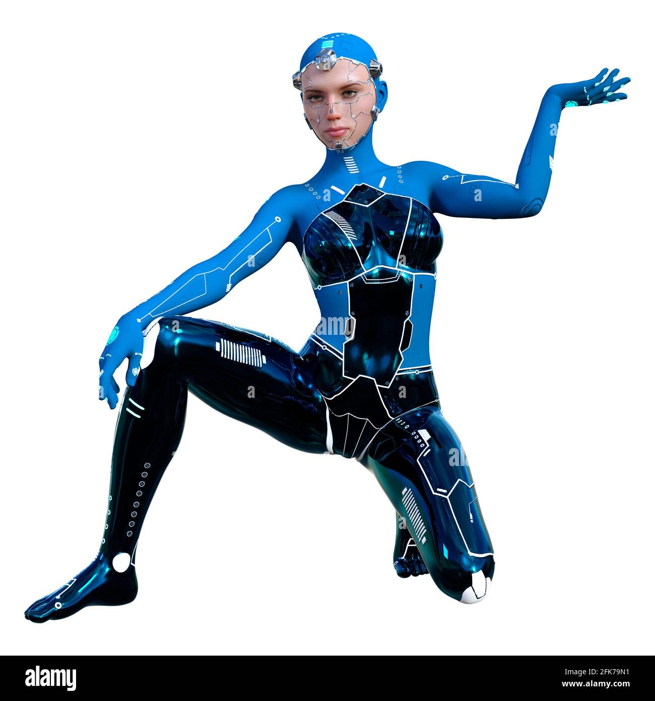 3D rendering of a female robot isolated on white background Stock Photo ...