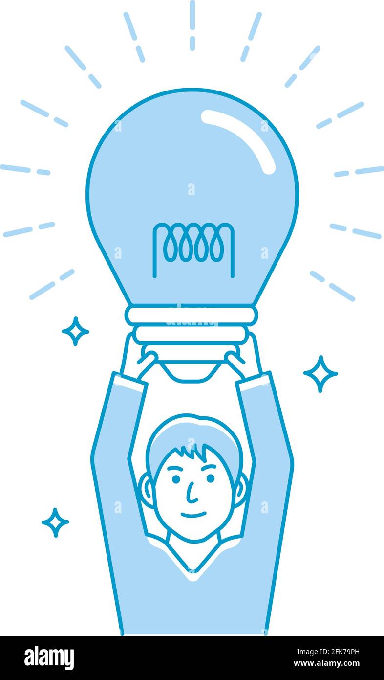Vector illustration of a man holding a lightbulb Stock Vector Image ...