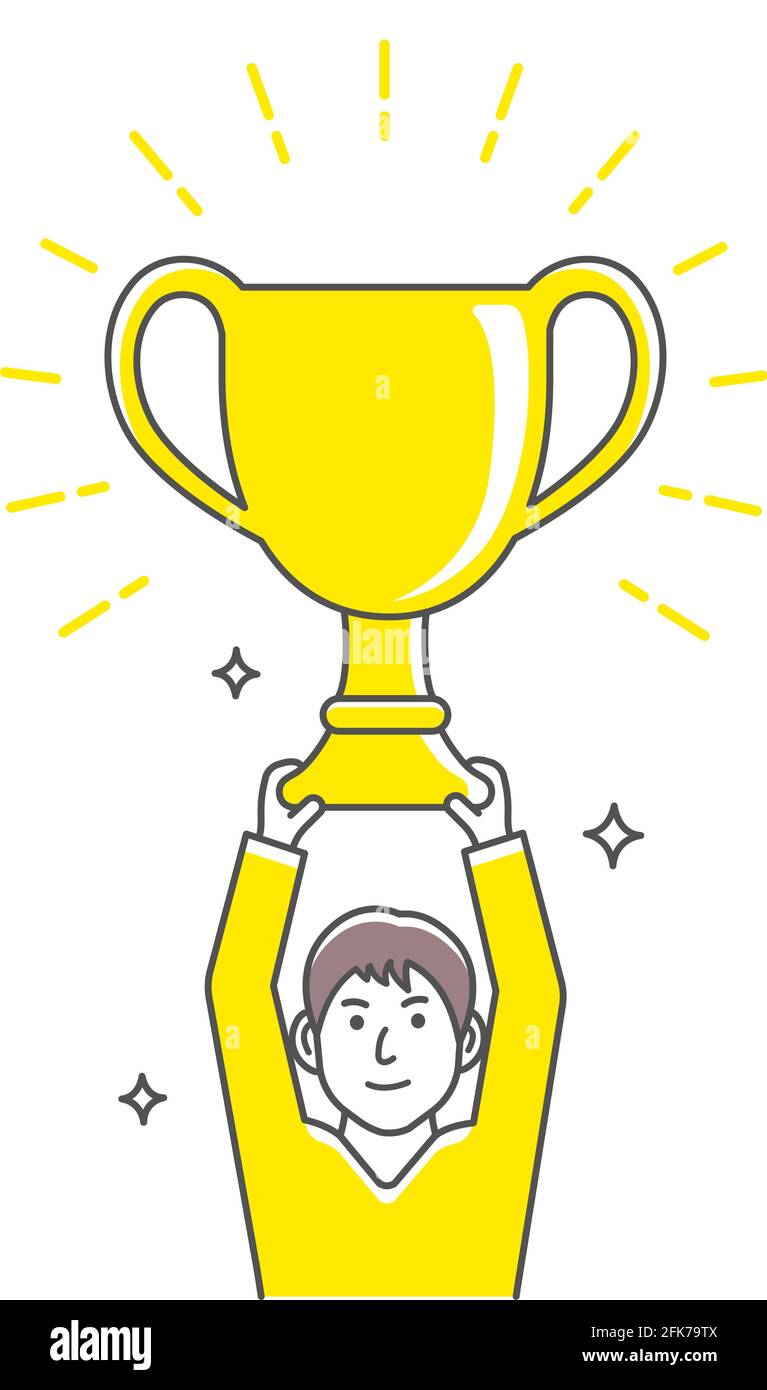 Vector illustration of a man holding a trophy Stock Vector Image & Art ...
