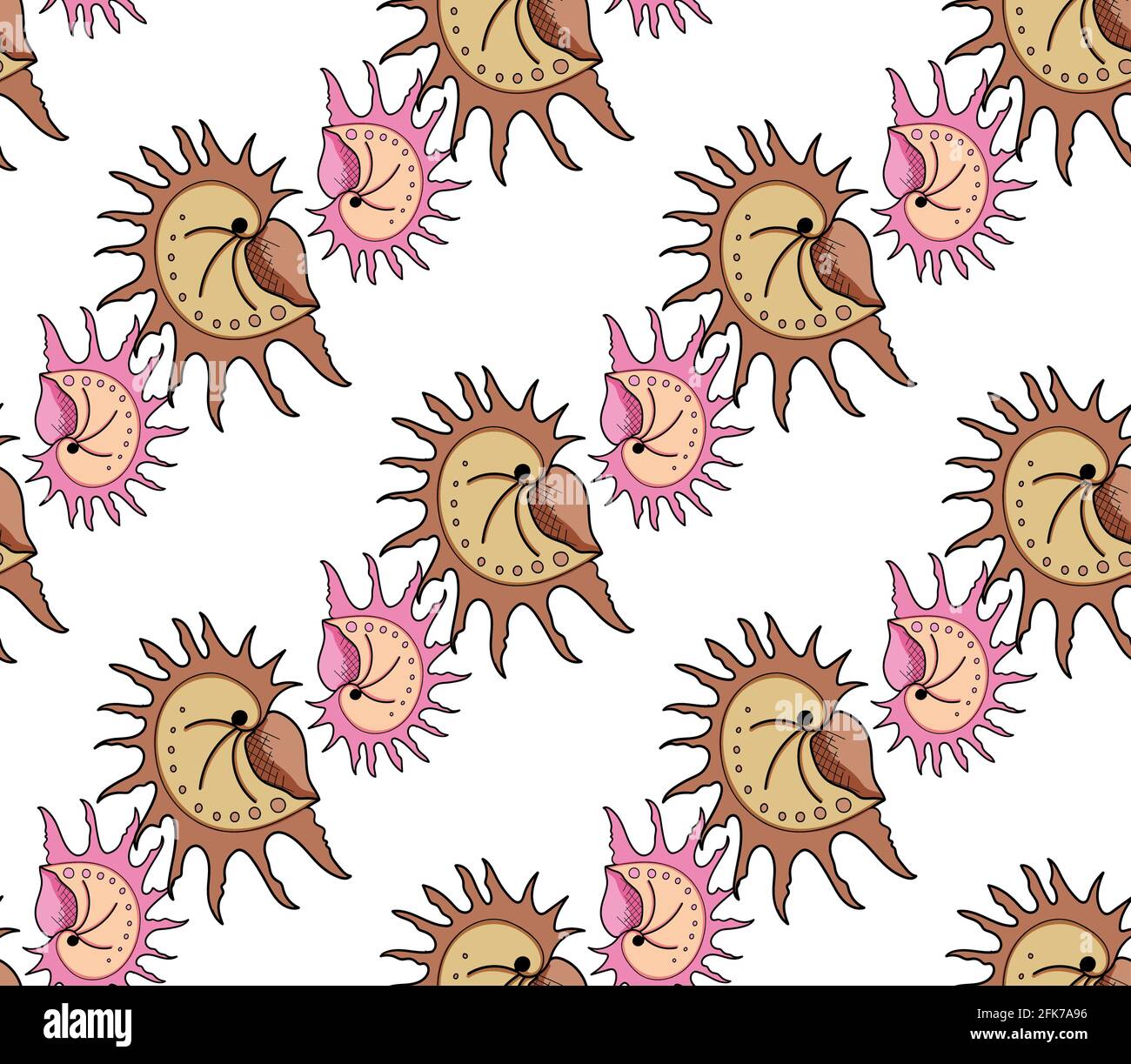 Seamless pattern of doodle style seashells vector Stock Vector Image ...