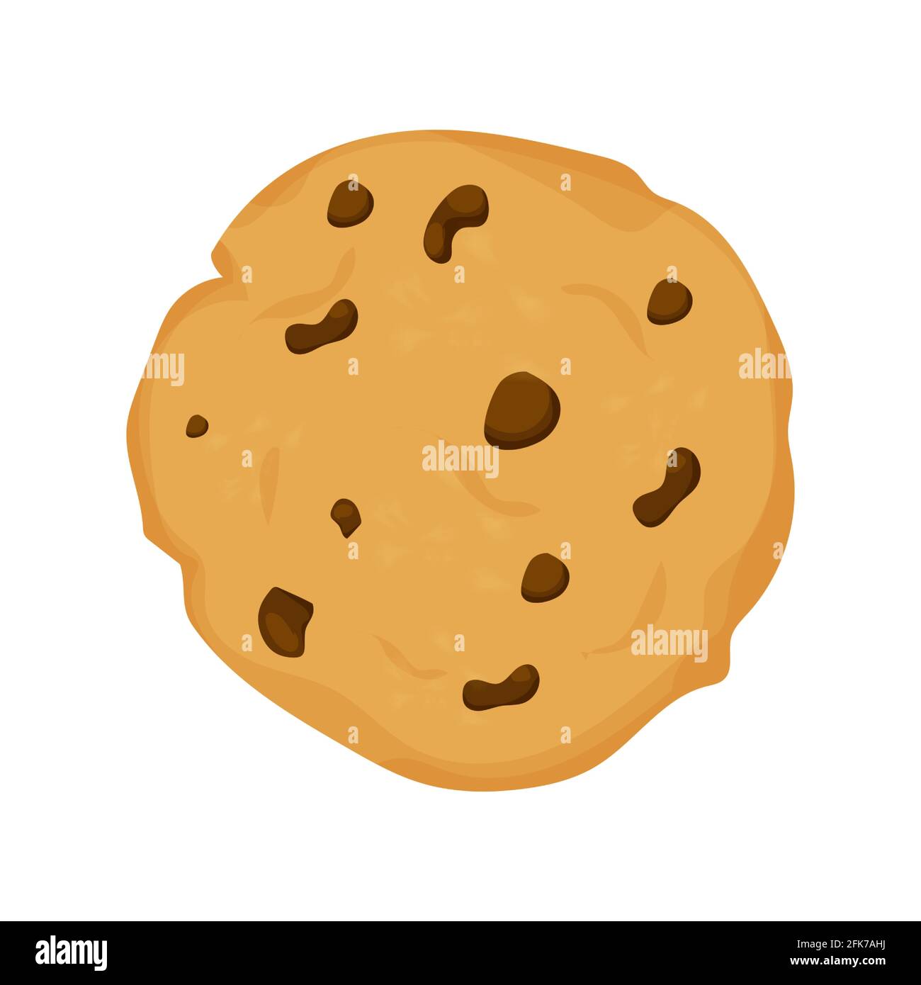 Traditional chocolate chip cookie round isolated on white background in ...