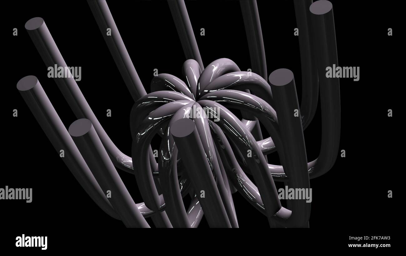 3D illustration - rotating silver abstract shapes Stock Photo - Alamy